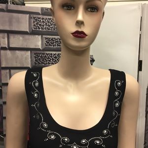 Soho Apparel | Tops | Soho Lady Black With Sliver Design Tank Top Nwot ...
